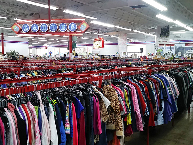 Endless racks of colorful clothing stretch to the horizon. This isn't just shopping&mdash;it's an expedition through fashion history!