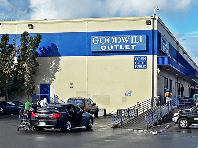 The unassuming exterior hides a wonderland inside - this Goodwill Outlet is the final frontier of bargain adventures.