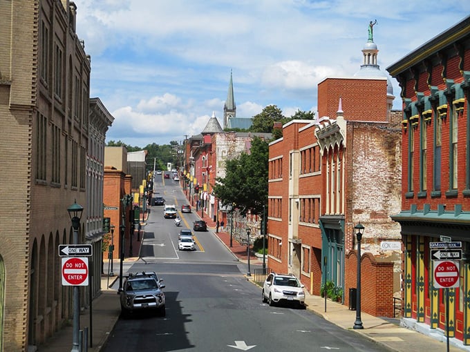 Main Street stretches into the distance, lined with well-preserved buildings that whisper stories from another era.