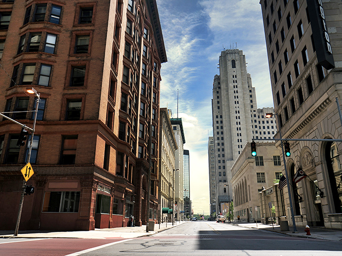 Toledo's colorful downtown skyline stands proudly against blue skies, offering big-city charm without the big-city price tag.