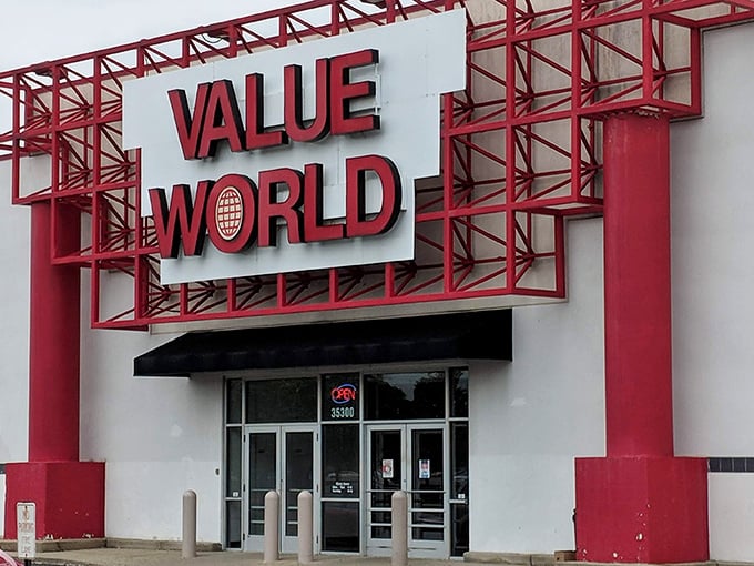 That bold red signage isn't just for show&mdash;it's a beacon for bargain hunters. Value World delivers on its name with mountains of affordable finds.