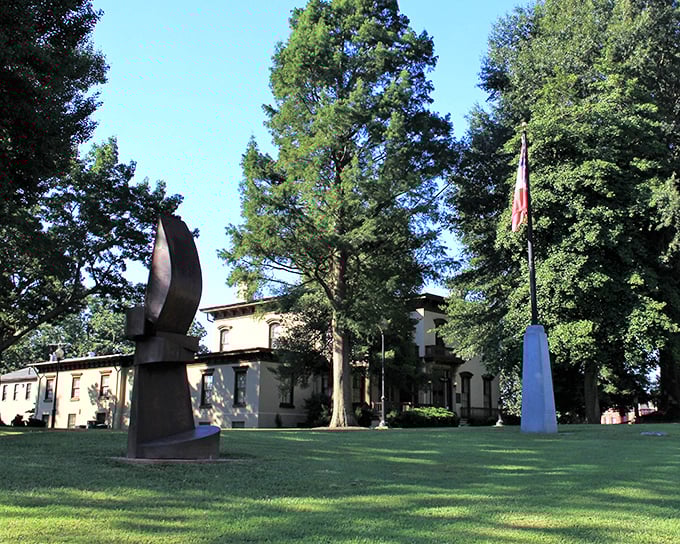 The stately Sutherlin Mansion stands proudly amid manicured grounds, its Italian Villa architecture a testament to Danville's rich historical significance.