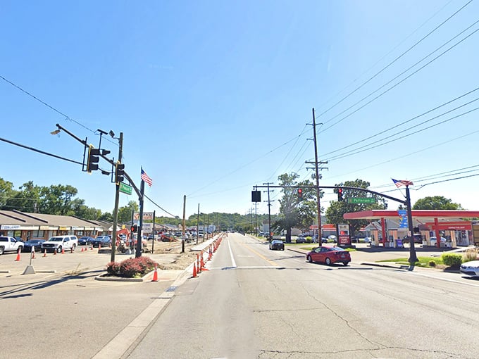 Main Street simplicity at its finest. No traffic jams, no parking nightmares&mdash;just the everyday rhythm of small-town commerce under an endless Ohio sky.