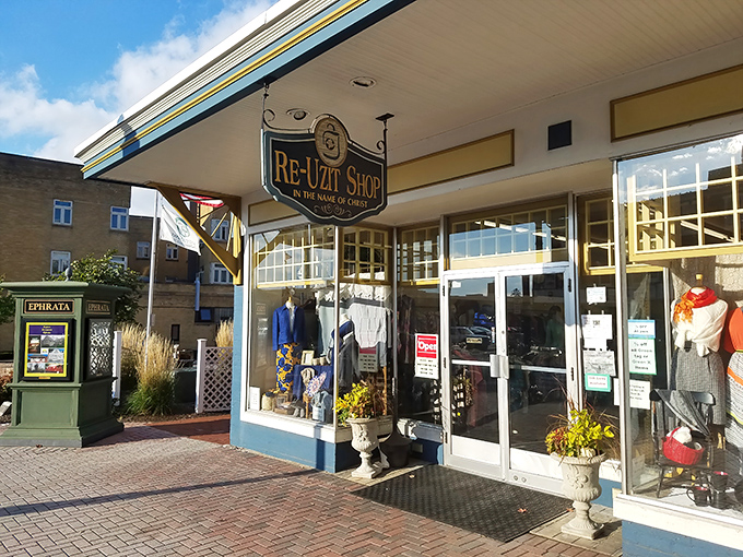 The charming storefront beckons with its vintage sign and welcoming entrance. Step inside and prepare for a thrifting adventure unlike any other.