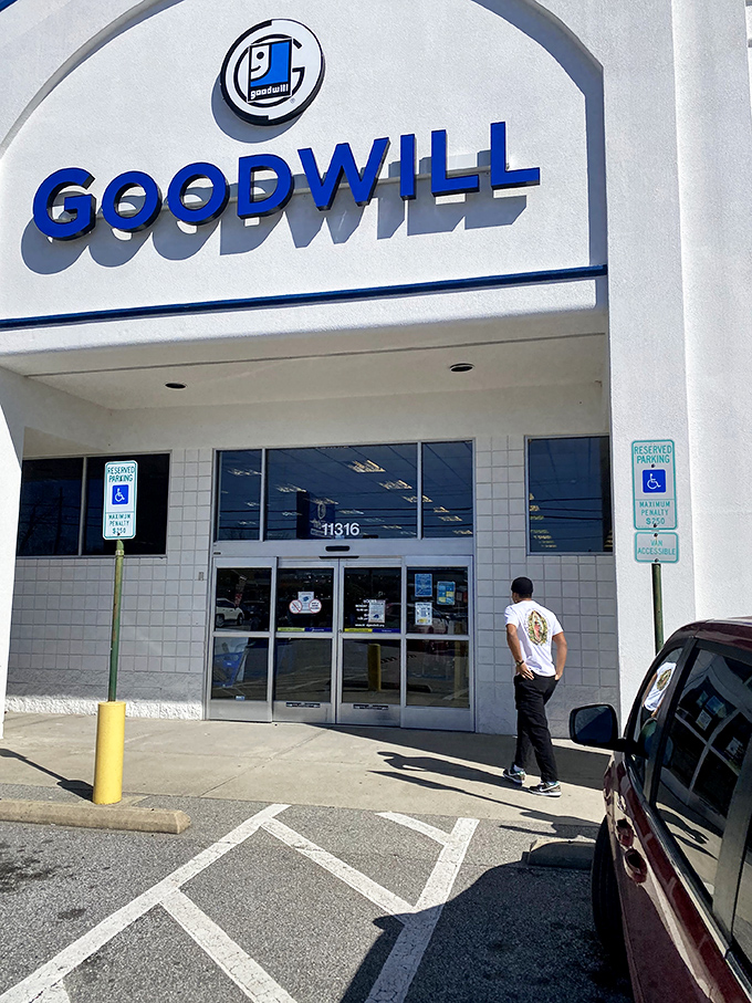Those iconic blue letters spell out hope for your wallet. Step through these doors and enter a world where $25 fills an entire shopping cart.