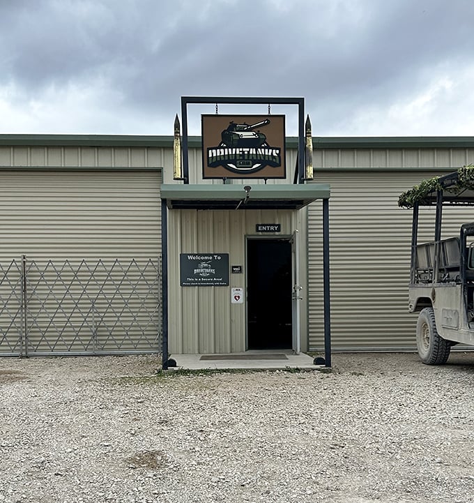 The unassuming entrance to DriveTanks belies the mechanical marvels within. Like finding a portal to a military history playground.