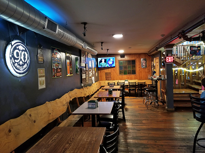 Rustic wooden tables and industrial touches create that perfect "discovered gem" atmosphere where memorable meals and conversations naturally unfold.