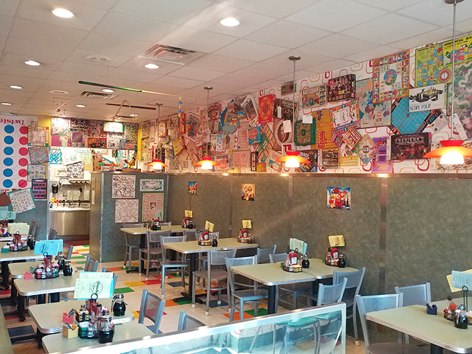 Inside Pamela's, the walls tell stories through decades of memorabilia – a colorful time capsule where breakfast dreams come true.