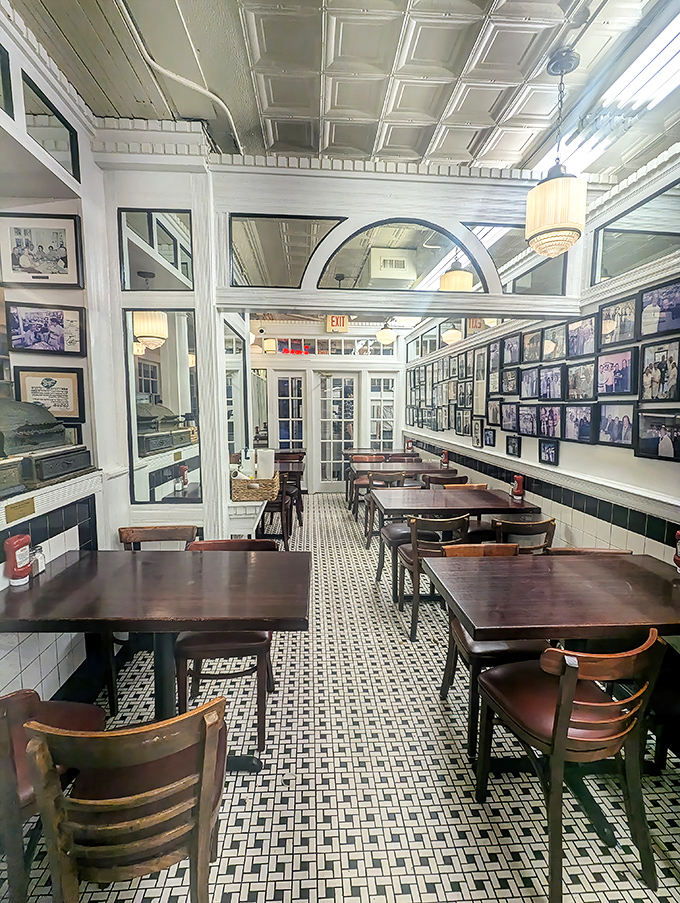 Step inside to a time capsule of classic deli charm&mdash;black and white tile floors, vintage photographs, and the promise of pastrami perfection awaiting.
