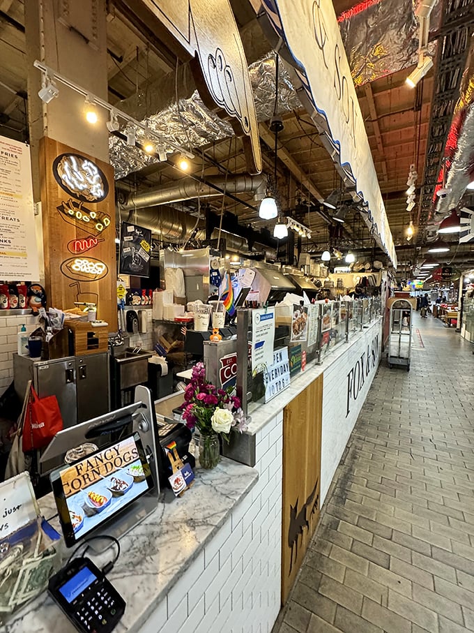 Where fair food dreams come true! Fox & Son's counter stretches like a runway of deep-fried possibilities in Reading Terminal Market.
