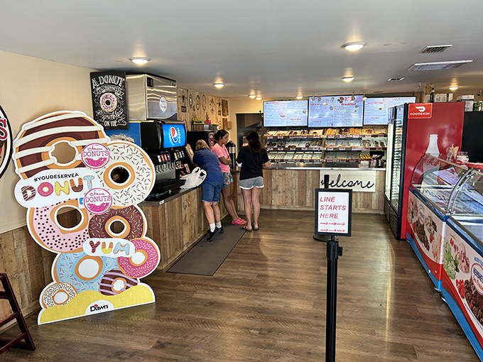 Step inside and the donut display becomes your North Star, guiding hungry travelers to sweet salvation.