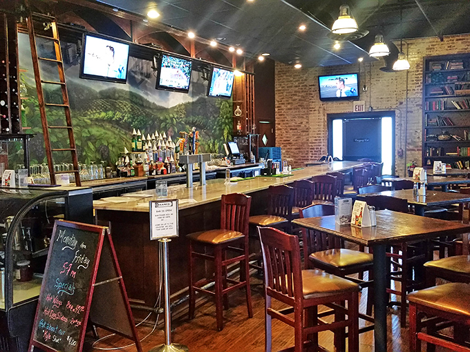 Inside, exposed brick walls and wooden tables create that perfect "third place" vibe&mdash;not home, not work, but somewhere you belong.