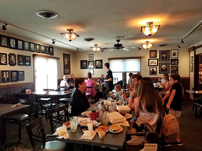Where presidents watch over your meal. The cozy dining room balances rustic charm with just enough formality to make dinner feel like an occasion.