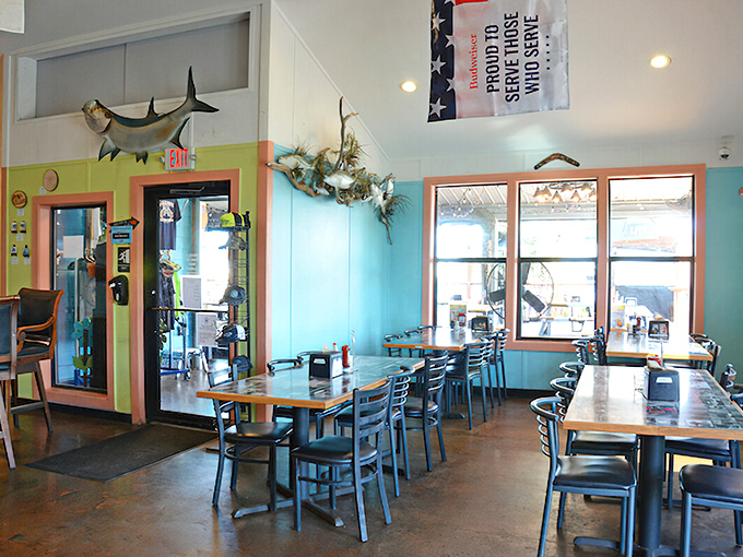 Inside, turquoise walls and mounted fish create that perfect "I've discovered something special" atmosphere that makes seafood taste even better.