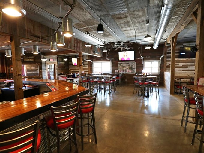 Industrial meets homey in this thoughtfully designed space. The wooden walls and metal accents create the perfect backdrop for the main event: seriously good chicken.