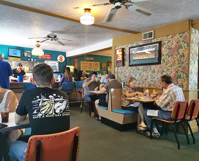 Step inside and time travel to when conversation trumped cell phones. Fred's interior is a perfect blend of nostalgia and comfort