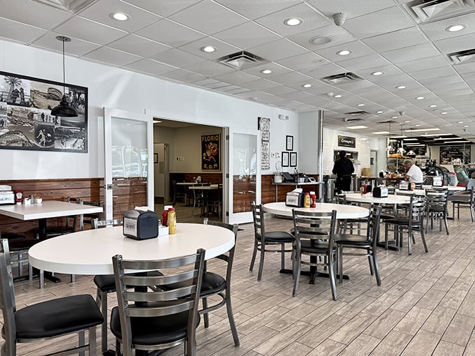 Clean lines, bright lights, and tables ready for bagel enthusiasts. The interior strikes that perfect balance between no-nonsense deli and comfortable neighborhood hangout.