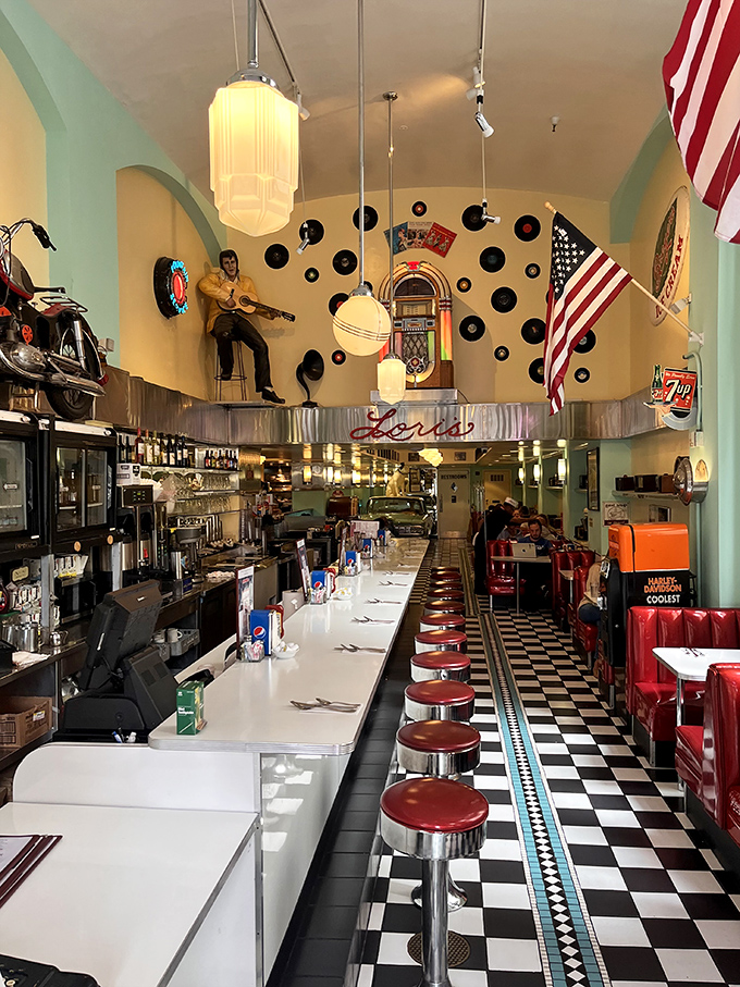 Step inside and suddenly you're in a time warp where Elvis is king, vinyl records are currency, and calories haven't been invented yet.