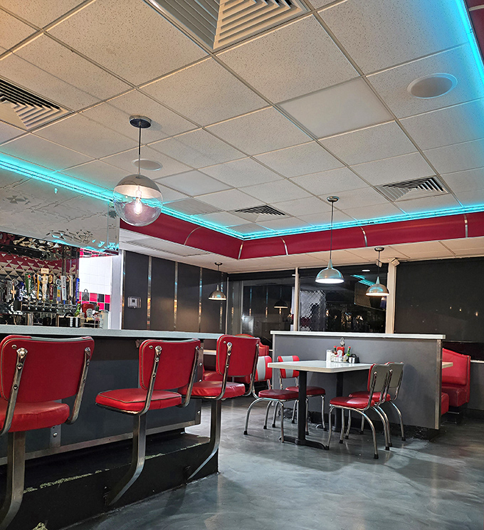 Classic red vinyl booths and chrome accents transport you straight back to the heyday of American diners. It's not retro&mdash;it's authentically unchanged.