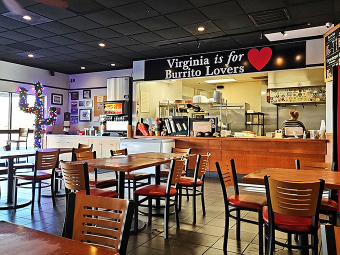 "Virginia is for Burrito Lovers" isn't just clever wordplay&mdash;it's the state motto for those in the know. Simple tables, open kitchen, and food that speaks volumes.
