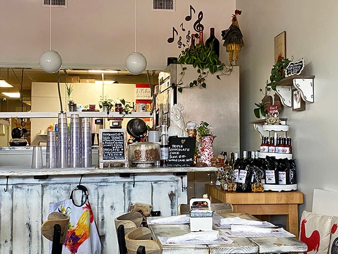 Inside, whimsical musical notes dance across walls while plants cascade from above &ndash; it's like dining in someone's carefully curated Pinterest board come to life.