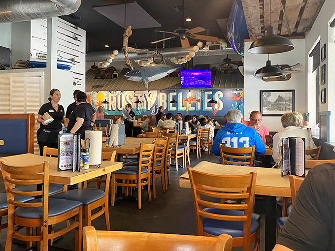 Where fishing memorabilia isn't decor&mdash;it's autobiography. That shark hanging from the ceiling has witnessed more first dates than most matchmakers.