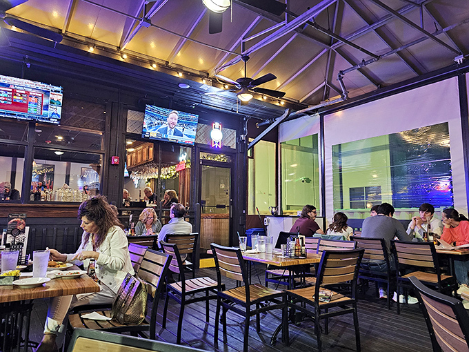 Where seafood stories are shared. The open-beam ceiling and wooden tables create that perfect "I've discovered something special" atmosphere locals try to keep secret.