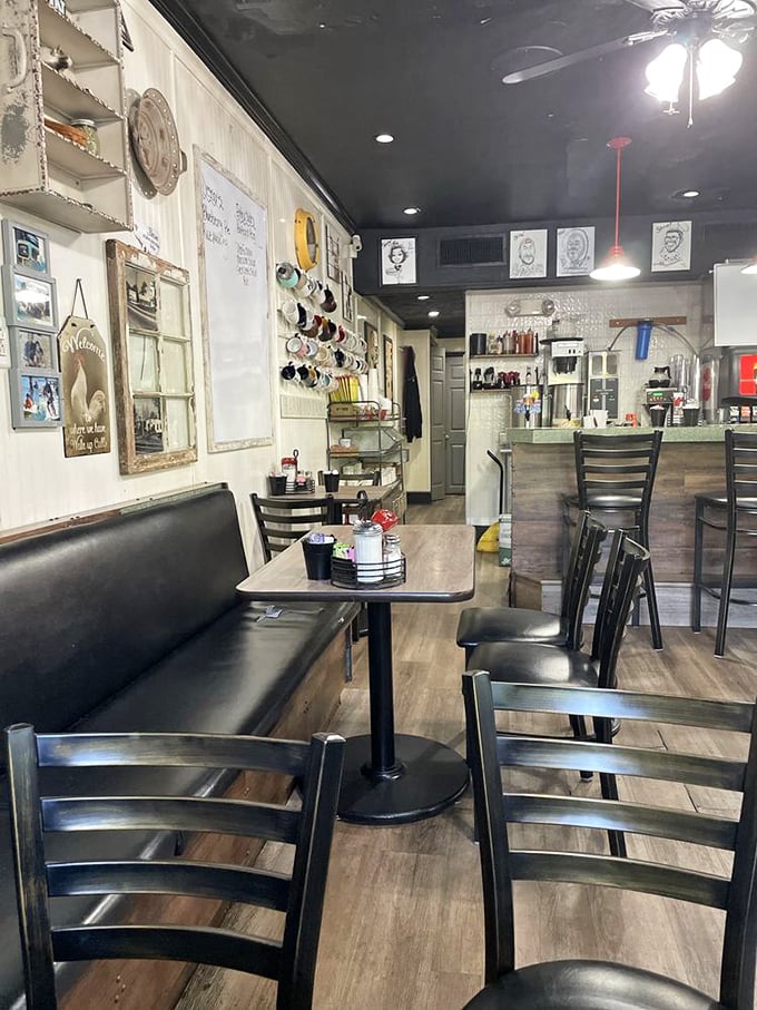 Inside, the cozy interior feels like dining in someone's well-loved home, complete with charming wall decorations and comfortable seating that invites you to stay awhile.