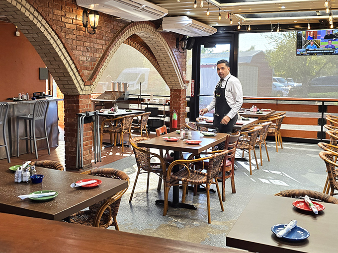 Step inside and you're transported to Mexico through these stunning brick archways. The attentive staff prepares for another day of serving authentic flavors to eager diners.
