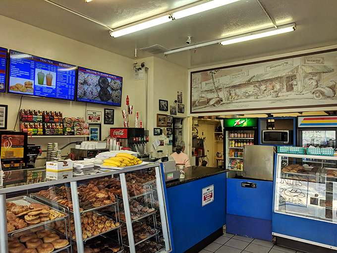 Inside, the blue counter and no-frills display cases tell you everything you need to know&mdash;this place prioritizes substance over style, and locals wouldn't have it any other way.