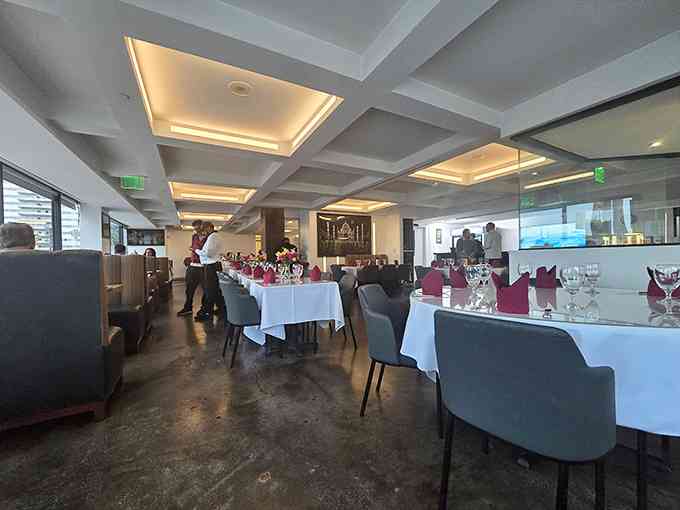 White tablecloths and comfortable seating create an atmosphere where the food, not the decor, takes center stage. Priorities perfectly aligned.