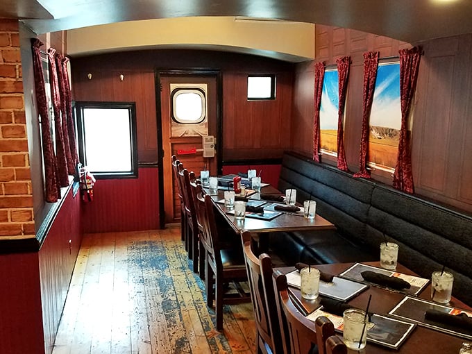 All aboard the flavor train! The railway-inspired dining car offers a first-class ticket to comfort food paradise.