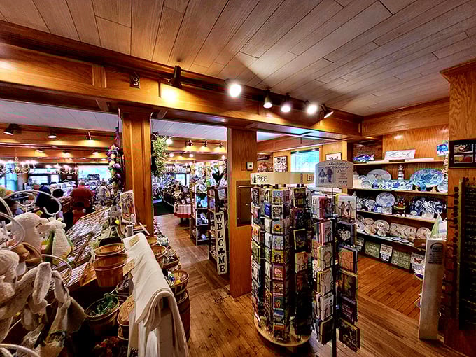 Wooden beams, warm lighting, and endless treats create a labyrinth of temptation where willpower goes to die a delicious death.