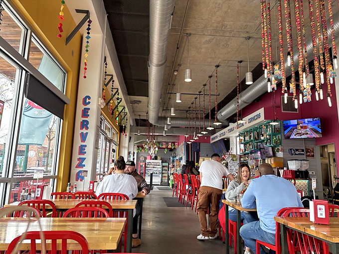 Vibrant colors, lively atmosphere, and the promise of deliciousness. The interior feels like stepping into a fiesta where everyone's invited and the food is the guest of honor.