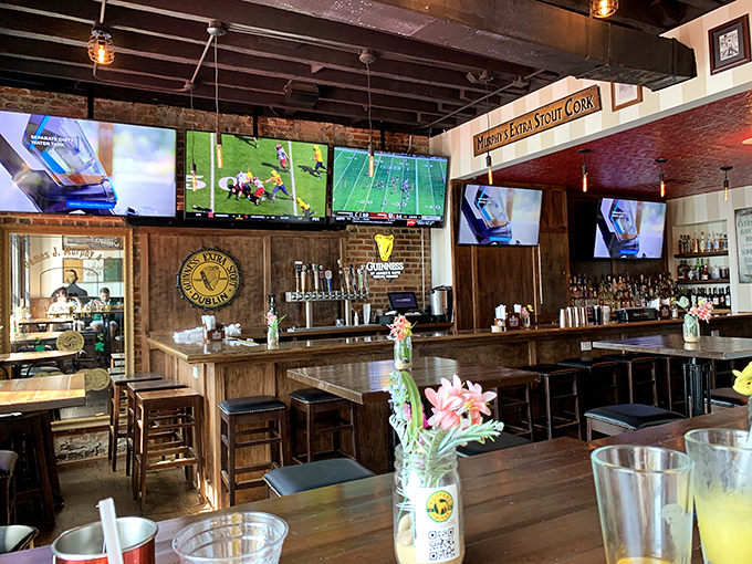 Where pints meet pixels&mdash;Slainte's bar area combines old-world wooden charm with enough screens to satisfy even the most dedicated sports fanatic.
