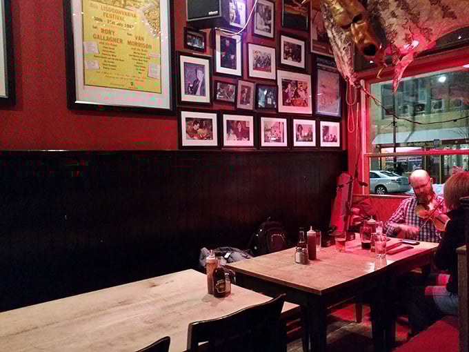 Where memories cling to wood-paneled walls like old friends, the warm glow of The Druid's interior invites you to settle in and stay awhile.