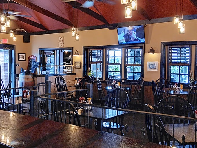 Where inmates once contemplated their life choices, diners now contemplate the menu beneath exposed beams and warm pendant lighting.