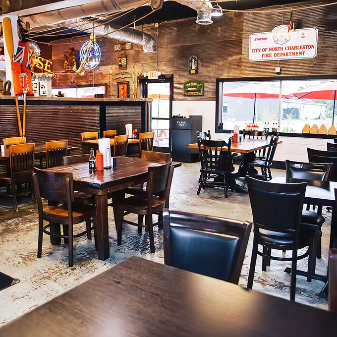 Rustic wooden tables and British memorabilia transform this North Charleston spot into a proper chippy that's 4,000 miles from London but spiritually right at home.