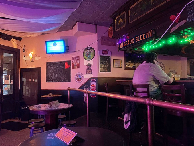 Inside, the cozy glow of string lights creates the perfect atmosphere for both serious eating and not-so-serious conversation. British pub meets New Orleans soul.