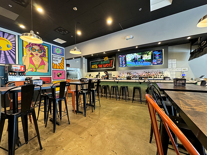 Pop art meets comfort food heaven. The vibrant interior strikes that perfect balance between "cool enough for date night" and "I can still wear my favorite jeans."