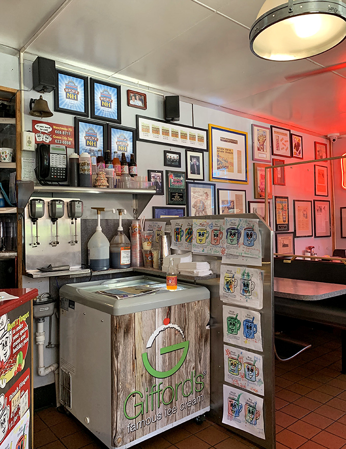 Wall-to-wall memories and memorabilia create the perfect backdrop for your coffee klatch. Gifford's ice cream freezer stands ready for those who believe dessert comes first.