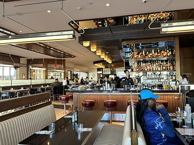 Not your average greasy spoon&mdash;Tops' interior blends retro charm with upscale comfort, proving diners can indeed grow up without losing their soul.