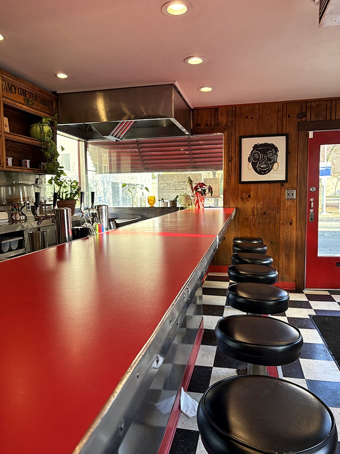 Classic Americana in every detail&mdash;from the gleaming red counter to those swivel stools just waiting for you to spin like a kid again.