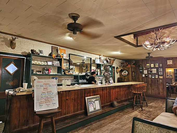 Step inside and time stands still &ndash; antler chandeliers, wood paneling, and hunting trophies create the perfect backdrop for serious meat appreciation.