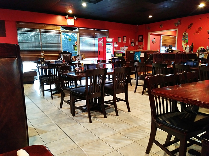 Red walls that practically pulse with energy. The dining room at El Patron feels like stepping into a warm, welcoming home where calories don't count.