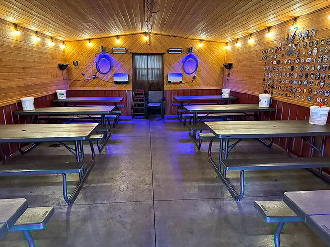 Simple wooden tables under warm lighting create the perfect stage for the real star of the show&mdash;what's about to arrive on your plate.