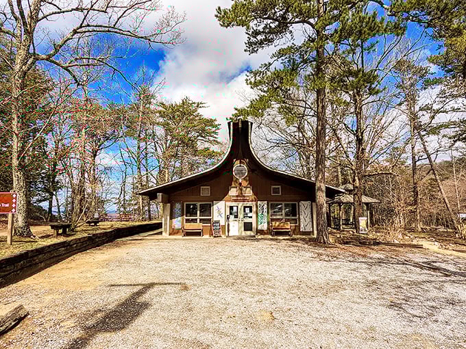 The visitor center's distinctive pagoda-style roof welcomes adventurers like a quirky old friend who's about to share the best-kept secrets of the canyon.