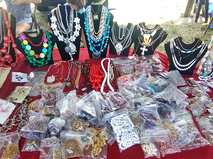 Jewelry hunters, prepare for sensory overload! This dazzling display of necklaces and beads could outfit everyone from prom queens to poker champions.