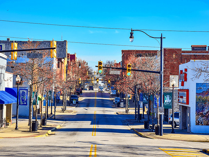 The Gaffney Farmers Market sign points the way to fresh local bounty, standing proudly before the elegant historic building that now serves the community in delicious ways. 