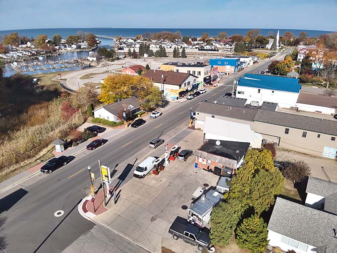 From this bird's-eye view, Caseville reveals its true character: a waterfront haven where Lake Huron's blues meet Michigan's greens.